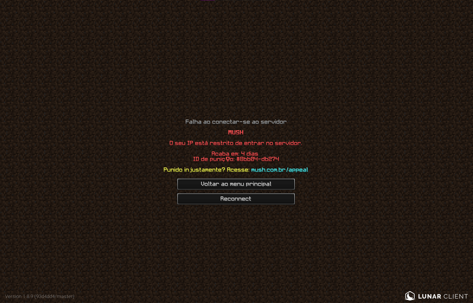 Motivo Banimento | Fórum Mush