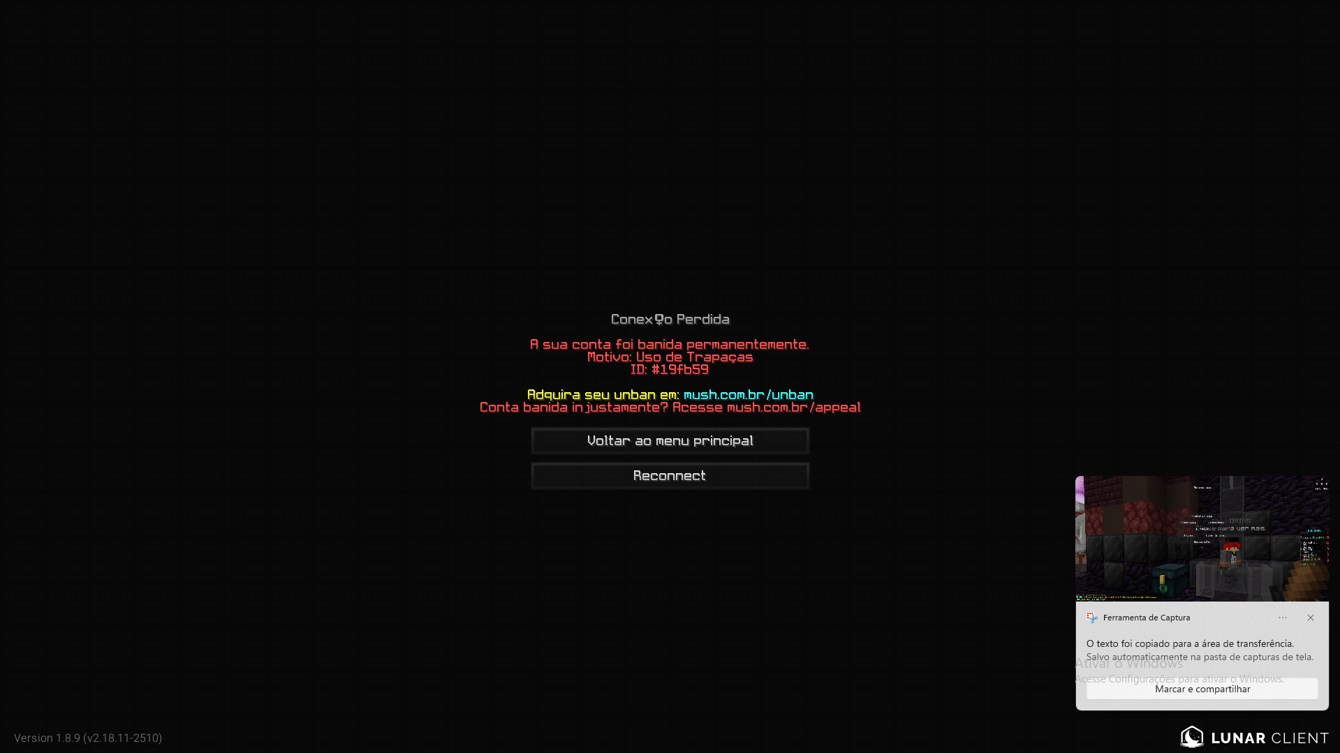 Ban Injusto Po FPS Baixo | Fórum Mush