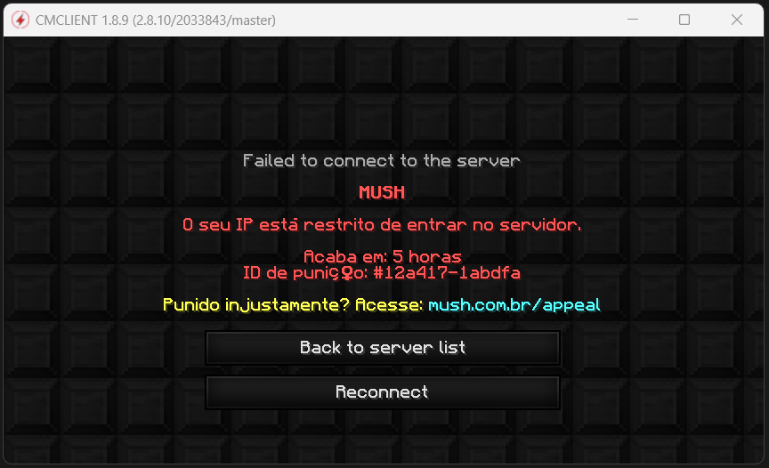 Ban sem motivo | Fórum Mush