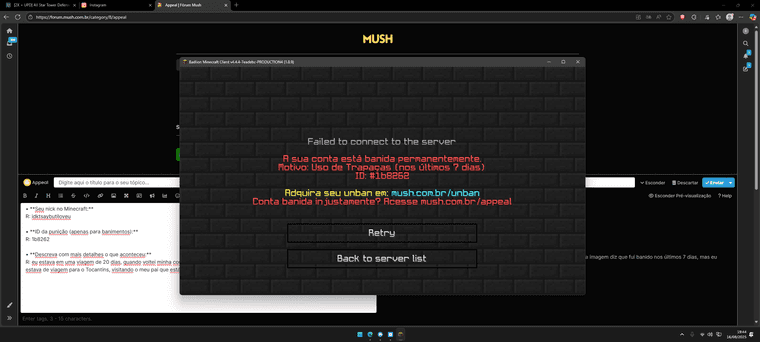 banimento injusto | Fórum Mush